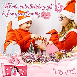 15 Pcs Gnome Beards for Crafting Easter Day Faux Fur Fabric Precut Gnomes Beards Handmade 30 Pieces Wood Balls for Halloween Christmas Valentine's Day Independence Day (Pink, White)