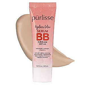 purlisse Ageless Glow Serum BB Cream SPF 40 : Clean & Cruelty-Free, Full & Flawless Coverage, Hydrates with Collagen | Light 1.4oz