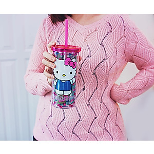 Hello Kitty Bows and Hearts Carnival Cup with Lid and Straw | Holds 20 Ounces