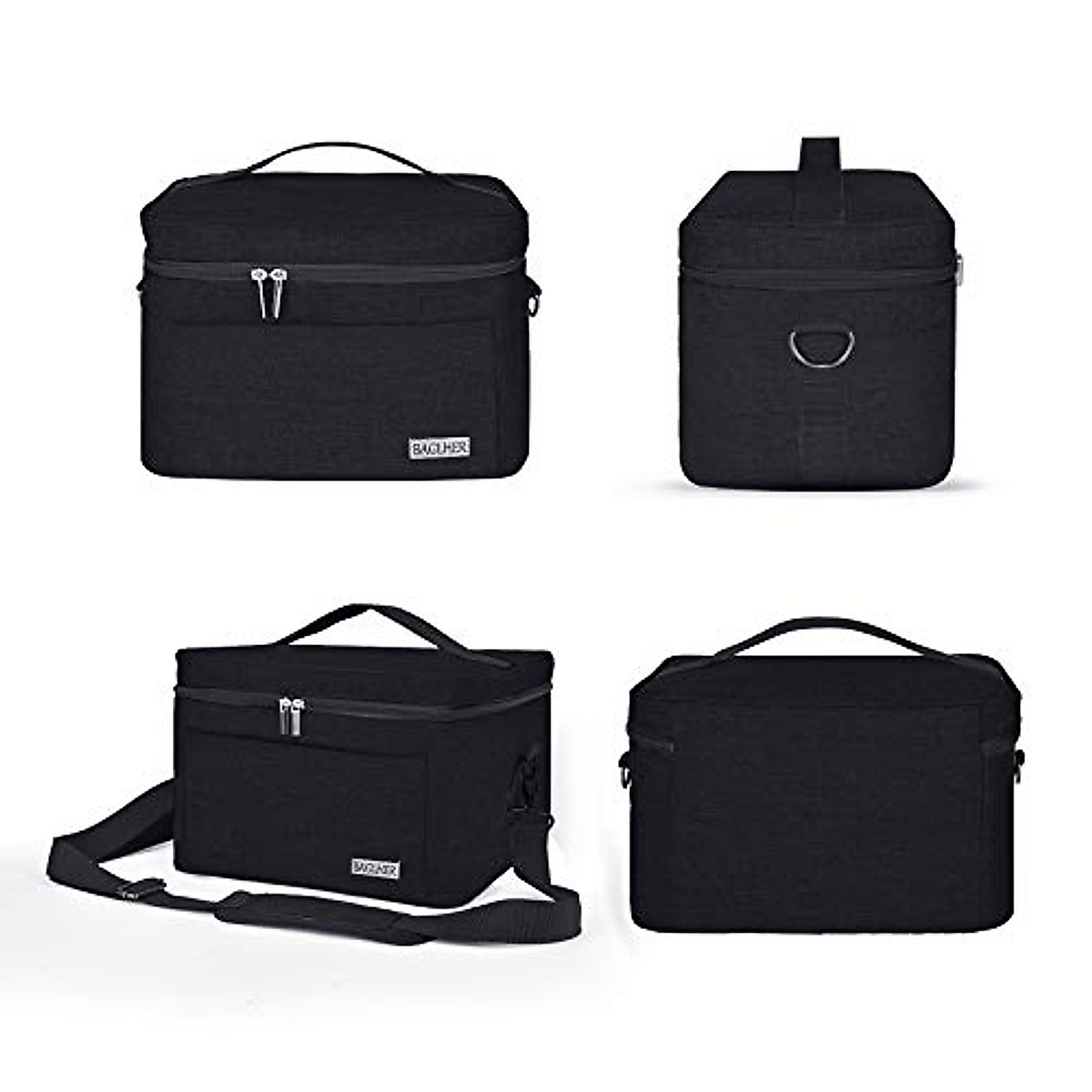 BAGLHER丨Toaster Storage Bag,Carrying Bag,Compatible With Most 2-slice Toasters,With a Front Accessory Bag,Which can Hold Accessories and Jam.Black, 12× 7× 7.5 inches