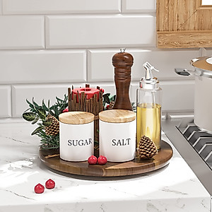 Lazy Susan Turntable for Cabinet - 9.85" Acacia Wood Lazy Susan Organizer for Kitchen Countertop Pantry Coffee Table, Vanity Tray for Perfume Dresser Tops Bathroom Counter Home Decoration