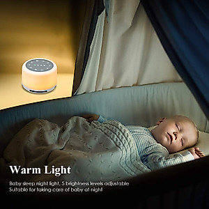 White Noise Machine for Sleeping, with 24 Soothing Sounds Night Light and Timer, Rechargeable Natural Sound Machine, Portable Sleep Sound Machine for Baby, Adult, Home, Office, Sound Therapy