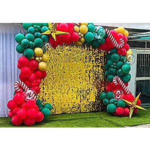 24 Panels Gold Shimmer Wall Panels Backdrops, Square Sequins Backdrops with 3D Effect, Large Gold Photo backdrops for Christmas, Birthday, Graduation, Wedding Party Decoration and Home Decoration