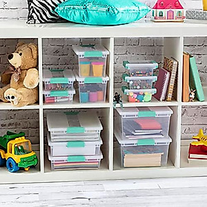 Sterilite Plastic Medium Clip Stacking Storage Box Container with Latching Lid for Home, Office, Workspace, and Utility Space Organization, 8 Pack