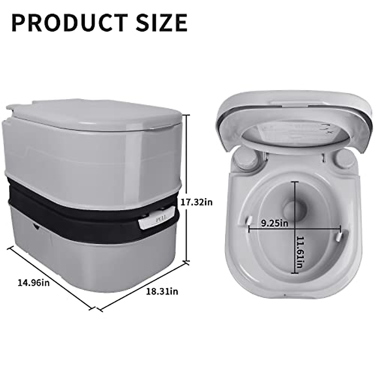 Mupera Outdoor Portable Toilet - Upgraded Portable Camping Toilet, 6.4 Gallon Waste Tank, Double-outlet Anti-leak with Level Indicator Travel RV Potty for RV Camping Traveling Boating Fishing, Grey