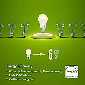 DEWENWILS 8-Pack Dimmable LED A19 Light Bulb, Soft White Light with Warm Glow, 800 Lumen, 2700K, 10W (60 Watt Equivalent), E26 Medium Screw Base, UL Listed