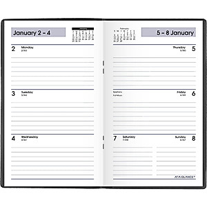 AT-A-GLANCE 2023 Weekly Pocket Calendar, Planner, DayMinder, 3-1/2" x 6", Pocket Size, Open Scheduling, Black (SK4800)