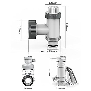 SUMMERBUDDY Type B Hose Adapter & Plunger Valve & Pool Hose Holder for Above Ground Swimming Pool, 1.25" to 1.5" Pool Hose Adapter B & On/Off Plunger Valve for Threaded Pumps (2 Packs)