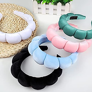 IGIGRING Spa Headband for Women, Sponge Spa Headband for Washing Face, Skincare Headbands for Face Washing, Makeup Removal, Shower, Skincare, Terry Towel Cloth Fabric Head Band (White)