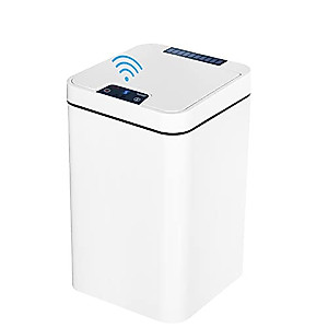 TrashAid Motion Sensor Trash Can with Lid, 4.8 Gallon Touchless Rechargeable Smart Trash Bin Bathroom, Automatic Plastic Garbage Can for Bedroom, Office, Living Room, White
