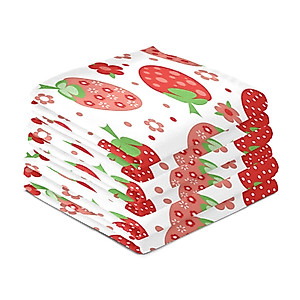 Kigai 1 Pack Strawberry Kitchen Towels Soft Highly Absorbent Dish Towels Reusable Kitchen Hand Towels for Kitchen Decorations or Tea Towels 28 x 18 Inch