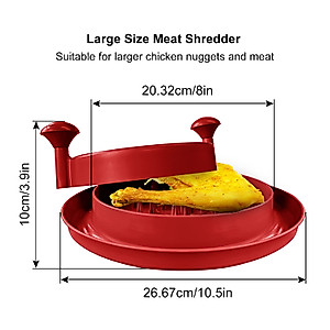 GUEZASE Chicken Shredder Tool, Meat shredder, Suitable for Pulled Chicken, Meat Shredder Tool with Non-Skid Base, Dishwasher Safe BPA free Chicken shredder pro 10.5" (Red)