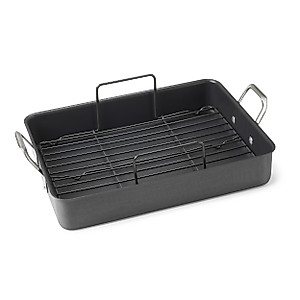 Calphalon Simply Calphalon Nonstick Hard Anodized Aluminum Roaster with Flat Rack