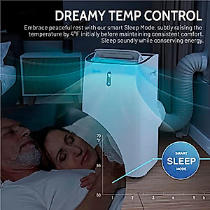 ROLLICOOL 14,000 BTU 4-in-1 Portable Air Conditioner - Cools up to 700 sq ft - Alexa-Ready App, Dehumidifier & Fan, 24 Hour Timer w/Sleep, Dual-Band Wi-Fi