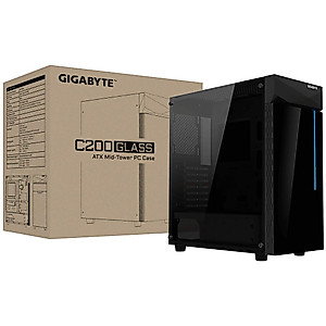 GIGABYTE C200 Glass - Black Mid Tower PC Gaming Case, Tempered Glass, PSU Shroud (GB-C200G)