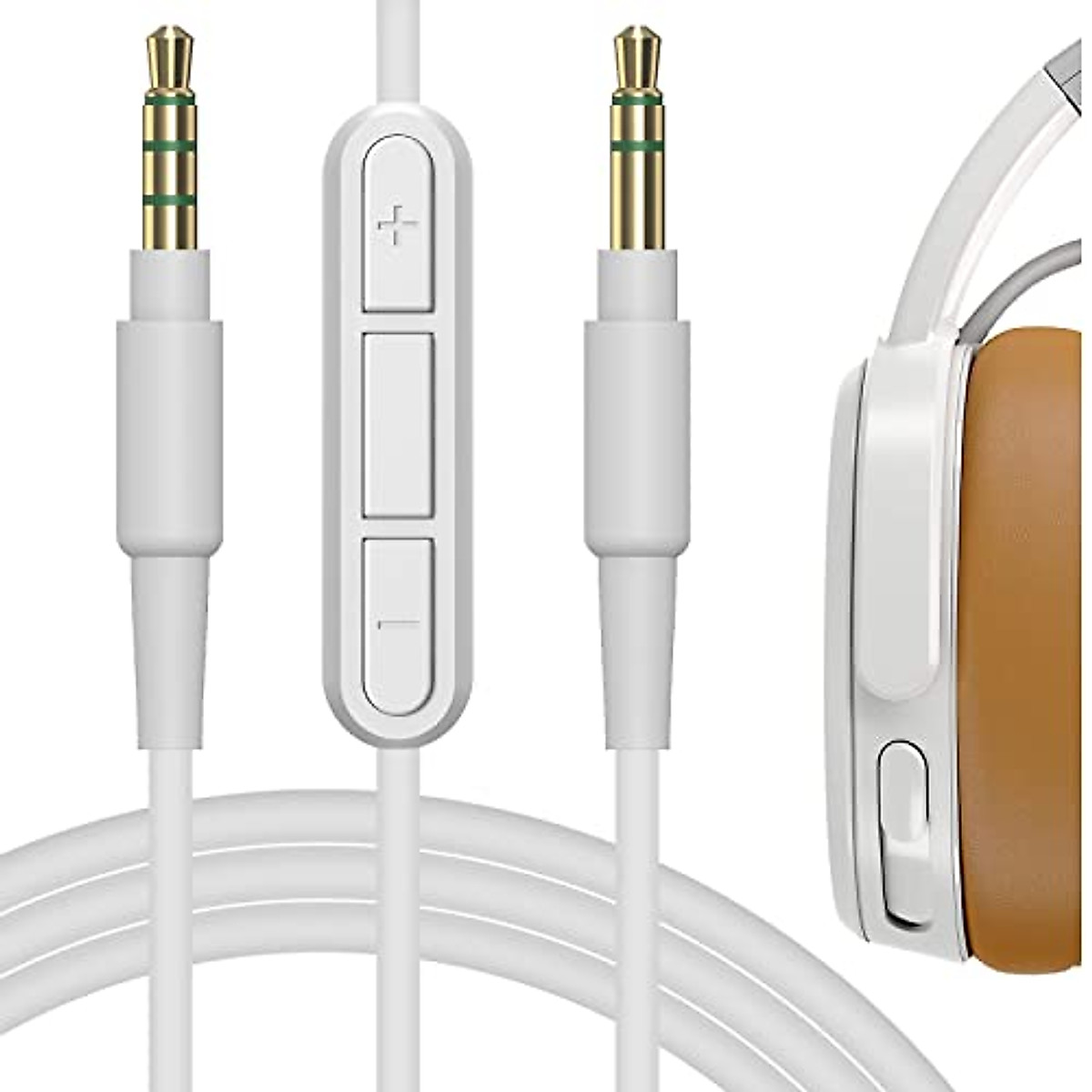 Geekria QuickFit Audio Cable with Mic Compatible with Skullcandy Hesh Evo, Crusher Evo, Hesh 3 Cable, 3.5mm Aux Replacement Stereo Cord with Inline Microphone and Volume Control (6 ft/1.7 m)