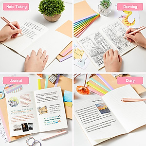 feela 56 Pack Composition Notebooks Bulk, Kraft Cover Lined Blank College Ruled Composition Travel Journals with Rainbow Spines For Women Students Business, 60 Pages, 8.3”x 5.5”, A5, 8 Pastel Colors