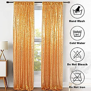 Sequin Curtains 2 Panels Gold 2FTx8FT Sequin Photo Backdrop Sequin Backdrop Curtain Pack of 2-1011E