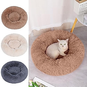 Dog Donut Bed Dog Bed Small Friday Black Deals Today Calming Donut Dog Bed Cozy Plush Fluffy Faux Fur Anti-Anxiety Warming Soft Dog Bed Dog Crate Bed Cute Dog Bed(24 in)