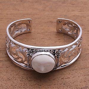 NOVICA Handmade .925 Sterling Silver Bone Cuff Bracelet from Bali Indonesia [6.25 in L (end to End) x 0.8 in W] 'Ocean Soul'