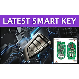 Autel MaxiIM IKEY Universal Key Fob Replacement with BMW-Type Rescue Blade Keyless Entry Remote Control Blank Car Key 4 Buttons Clicker Work with Key Fob Programming Tool Autel KM100 IM508 IM608