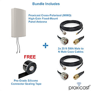 Cross-Polarized Antenna + 2X 25 ft SMA/N Cables + Free Silicone Tape (ANT-129-001-BDL-25)