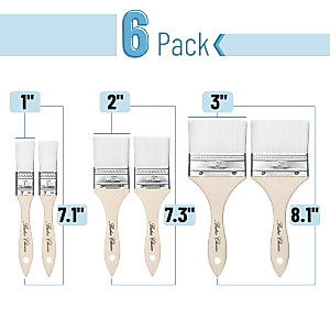 Bates- Chip Paint Brushes, 6 Pack, 1", 2", 3", Synthetic Bristles Painting Brushes, Paint Brushes Set, Chip Brush, Painting Brush, Wood Stain Brush Set, Chip Paint Brushes for Paint, Chip Brushes