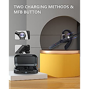 AODE Bluetooth Headset , Earpiece with ENC MIC ,Trucker wireless headset Charging Case 55Hrs playtime 5.3 Hands-Free Caller Voice Announce for Driving/Business（Upgrade Version) Update-Black