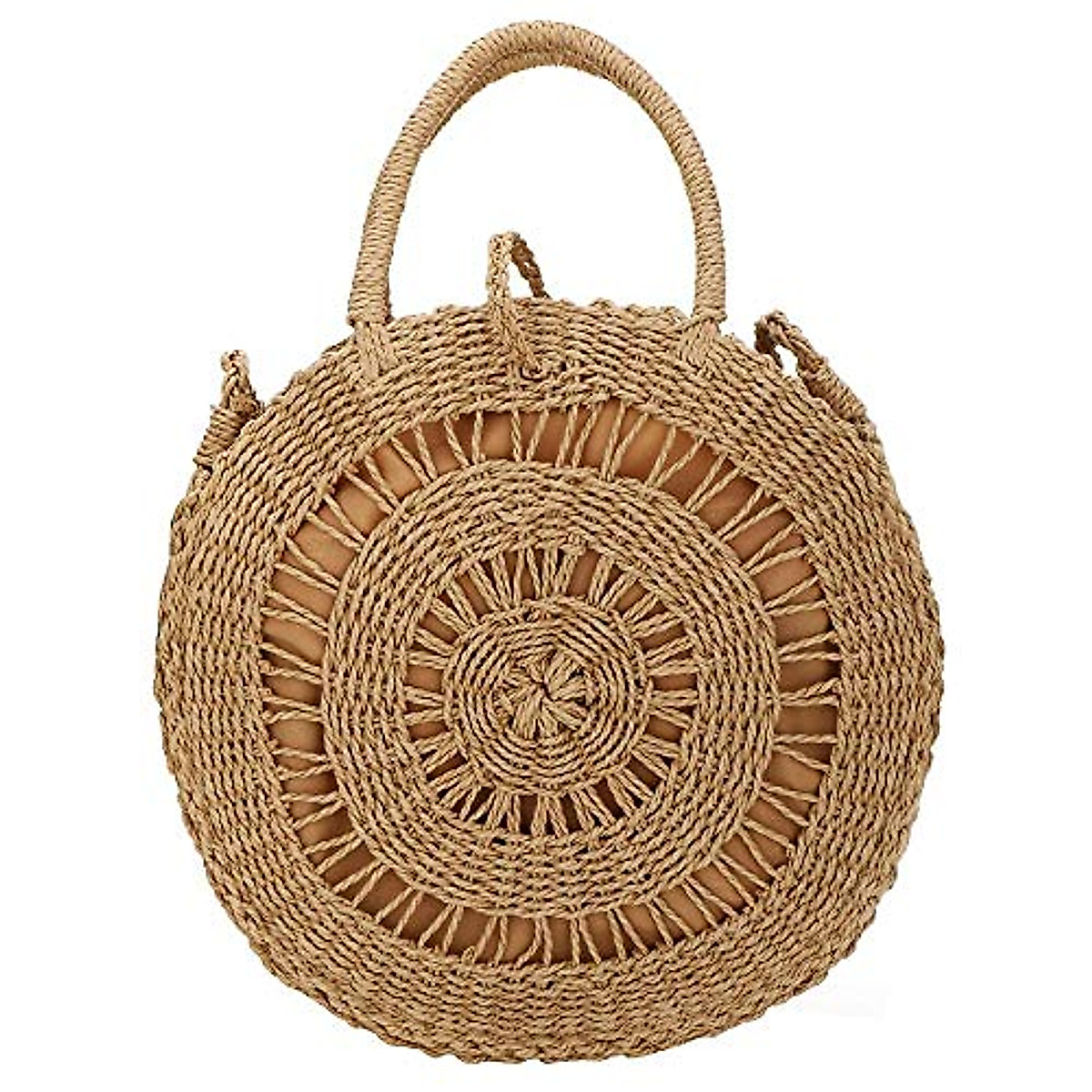 Straw Tote for Women, Crossbody Handwoven Rattan Straw Bag Summer Beach Carrying Shoulder Handbag(Coffee)