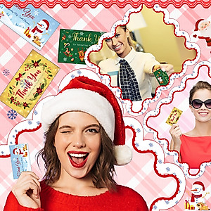 240 Pcs Christmas Thank You Cards for Small Business Paper Note Greeting Cards Snow Crane Santa Snowman Christmas Cards Winter Themed Thank You Note Holiday Wreath Thank You Note Cards for Holiday