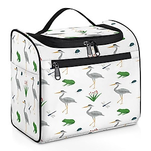 XMNYGJ Crane Frog Dragonfly Hanging Toiletry Bag for Men Women Travel Cosmetic Makeup Organizer Bag Water Resistant Large Portable Wash Case for Accessories, Toiletries, Cosmetics