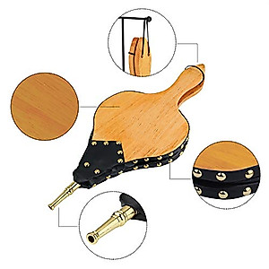 TJ.MOREE Fireplace Bellows Indoor 19"x 8" Large Wood Fire Blower with Hanging Strap, Long Handle, Metal Nozzle, Great Tool for Fireplace, Fire Pit, Wood Stove, BBQ, Outdoor Camping