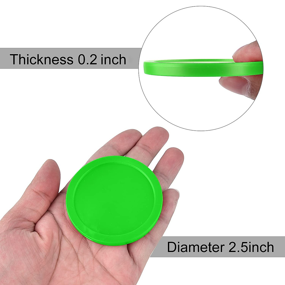 Coopay 12 Pieces Home Air Hockey Pucks 2.5 Inch Heavy Replacement Pucks for Game Tables Equipment Accessories, 12 Grams (Red, Black, Blue, Green)