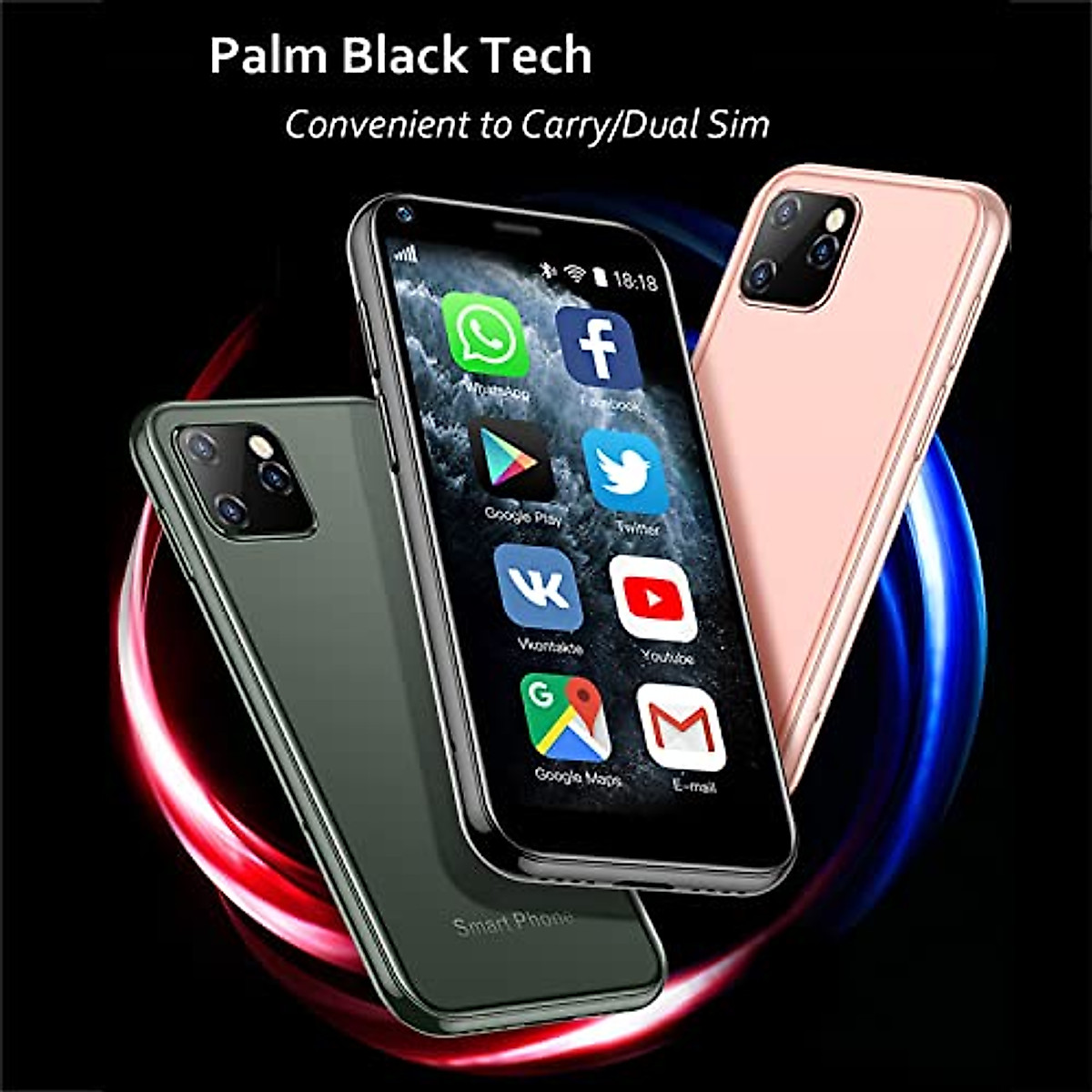 Etigood Android Phone Mini Smartphone 1GB RAM 8GB ROM Unlocked Phones, 2.5'' Touch Screen Quad Core Cellphone with MT6580M/3G Dual SIM/HD Camera/Slim Body Mobile Phone (Black)