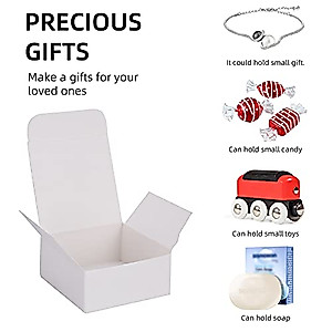 NIGNYA Tiny Gift Boxes 2.16x2.16x0.98 Inch, White Cardboard Tiny Boxes for Gifts 100PCS, Earring Jewelry Gift Boxes White Box for Wrapping Gifts, Small Paper Boxes for Presents