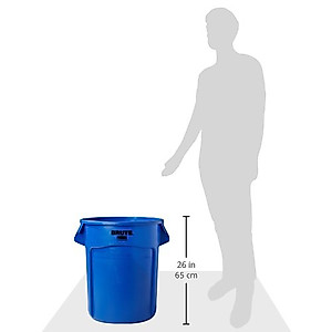 Rubbermaid Commercial Products Brute Heavy-Duty Round Waste/Utility Container With Venting Channels, 20-Gallon, Blue (Fg262000Blue)
