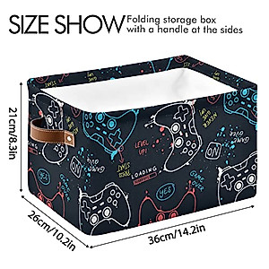 Gamer Pattern Storage Baskets Bins For Shelves Home Office Decorative Organization Collapsible Clothes Storage Box with Handles Toy Organizer