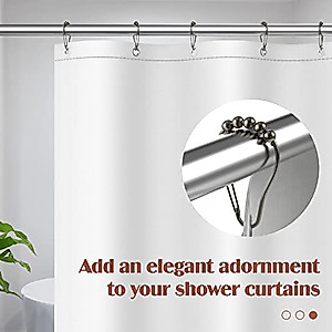Lewondr Shower Curtain Hooks, Decorative Glide Rings Hooks Shower Curtain Rings for Bathroom Shower Hanging Rods Liner, Set of 12, Bronze