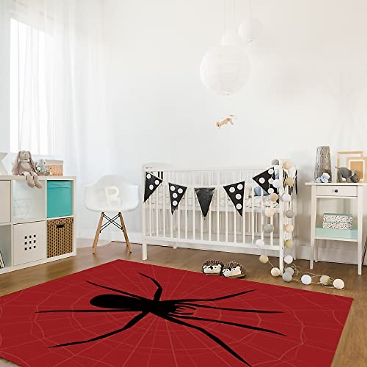Area Rug Indoor Carpet Black Spiders Web Burgundy Red Back Happy Halloween Home Decor Soft Rugs Collection Comfy Floor Mat Horror Animals Accent Rugs for Bedroom Living Room Kids Room36x60In