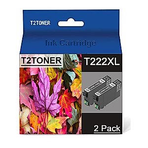 T222XL Ink Cartridge Remanufactured T222 222 High Capacity Black Ink Cartridge Replacement for Expression Home XP-5200 Workforce WF-2960 Printer(2-Pack)