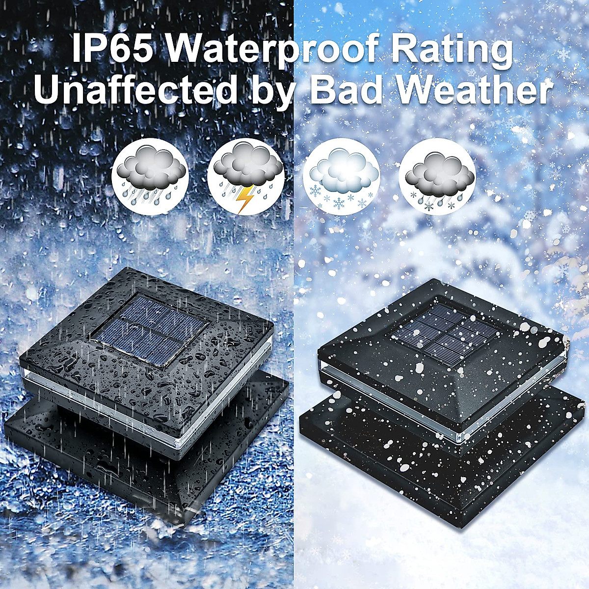 Lightalent Solar Post Lights, Outdoor Post Cap Lights for Fence, Deck, Patio, or Garden, LED High Brightness Waterproof Decorative Warm Lamps, Fits 4x4, 5x5 or 6x6 Wooden Posts (4 Packs)