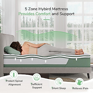 Novilla Mattress Queen, 12 Inch 5-Zone Hybrid Mattress with Gel Memory Foam for Pressure Relief & Cool Night, Midume Firm Queen Mattress in A Box