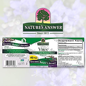 Nature's Answer Vitex Agnus-Castus Chastetree Berry 40mg 90-Capsules | Female Support Supplement | Glute-Free | Non-GMO | Vegan | Single Count