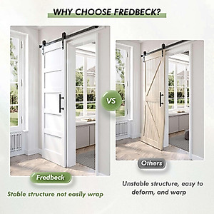 Fredbeck 32x84 inch White Barn Door with 5.5FT Sliding Door Hardware Kit Included & Handle,Solid,MDF,PVC Surface,DIY Assembly,5-Panel,Fit 29in-30in Opening