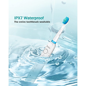 Initio Sonic Electric Toothbrush for Adults, Rechargeable Toothbrush with Smart Timer, 5 Modes, 3 Brush Heads, 40,000 VPM Motor, Whitening Power Toothbrush, IT959 (White)