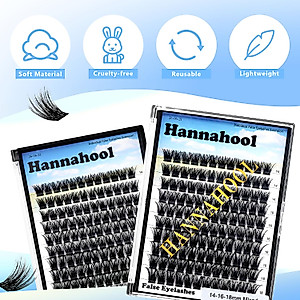 Hannahool 120pcs D Curl Individual Wide Stem Cluster DIY Eye Lashes Extensions Mixed 10-12-14-16mm/14-16-18mm/12-14-16mm Makeup Dramatic Volume Lashes (mixed 10-12-14-16mm)