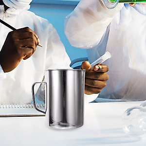 Hemobllo Stainless Steel Beaker, Lab Graduated Beaker with Handle Chemistry Lab Cups Scientific Laboratory Supplies for Liquids Solids (1000ml)