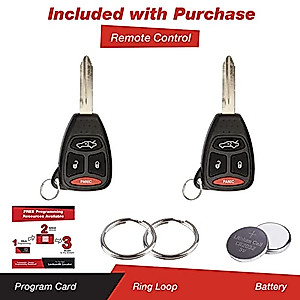 KeylessOption Keyless Entry Remote Control Uncut Ignition Car Key Fob for Chrysler Dodge Jeep KOBDT04A (Pack of 2)