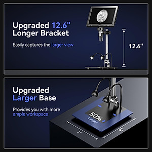 TOMLOV DM9 Max Digital Microscope: 10.1" 1500X 20MP HD IPS HDMI Coin Microscope Magnifier for Error Coins with Screen, LCD Soldering Microscopes for Adults, 10 LED Lights, PC/TV Compatible, 64GB