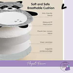 Little Grape Land Baby Play Mat for Floor, Tummy Time Mat Newborn Raccoon Themed, Activity Gym Play Mat for Babies Toddlers Infants